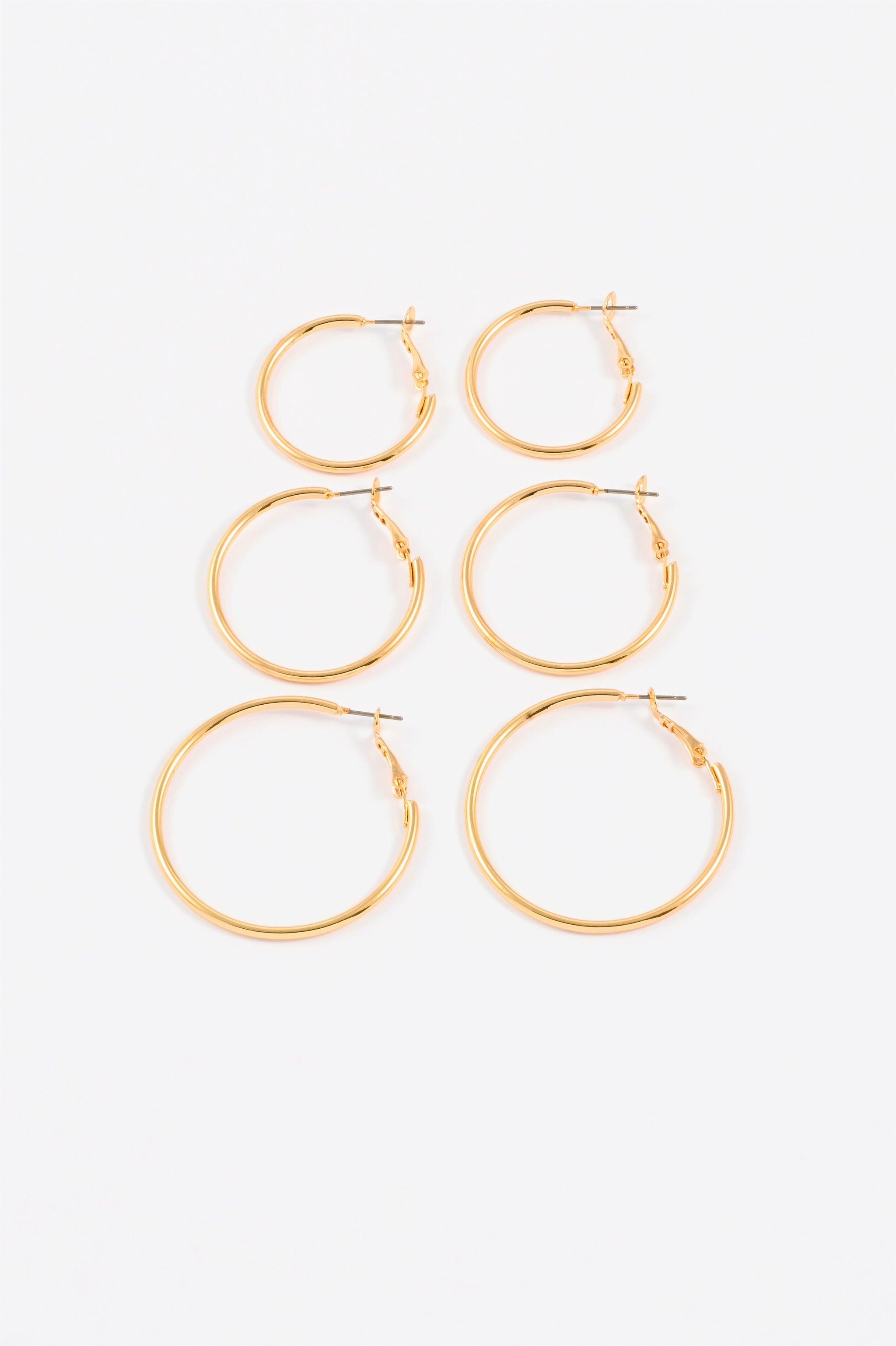 GOLD GRADUATED HINGED HOOP PACK EARRING