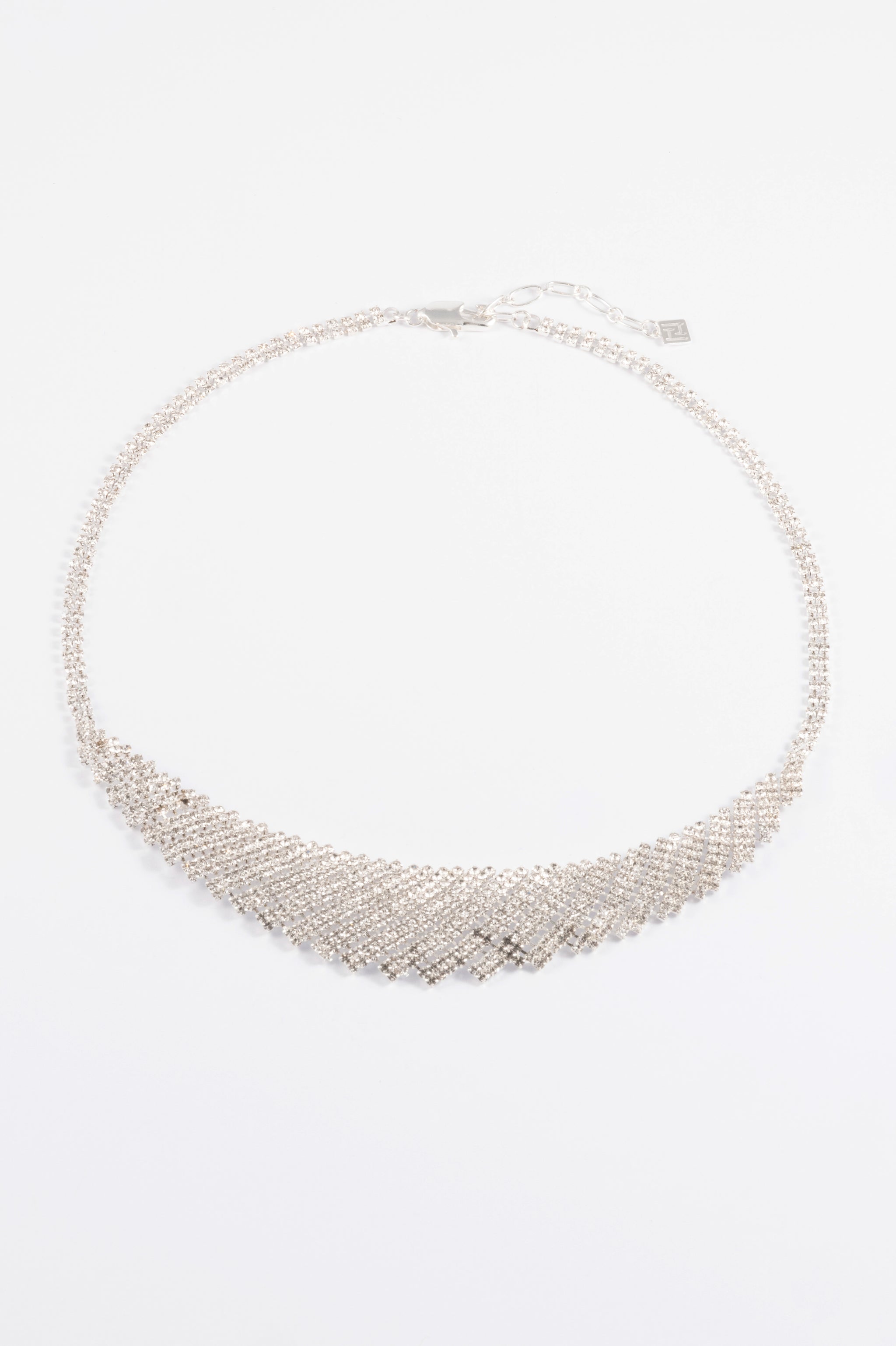 SILVER CRYSTAL TAPERED CENTER NECKLACE