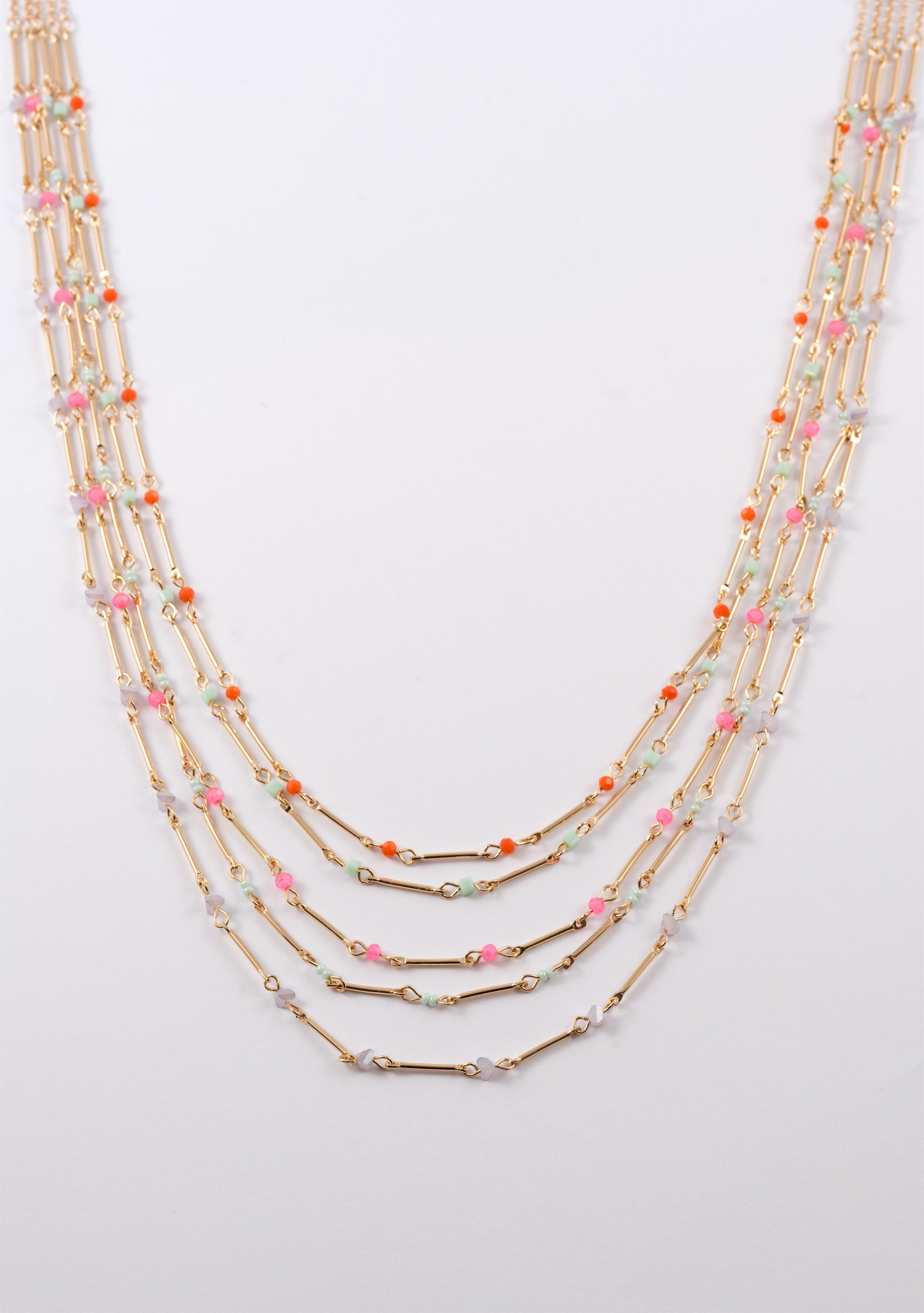 GOLD MULTI STRAND MULTI BEAD NECKLACE