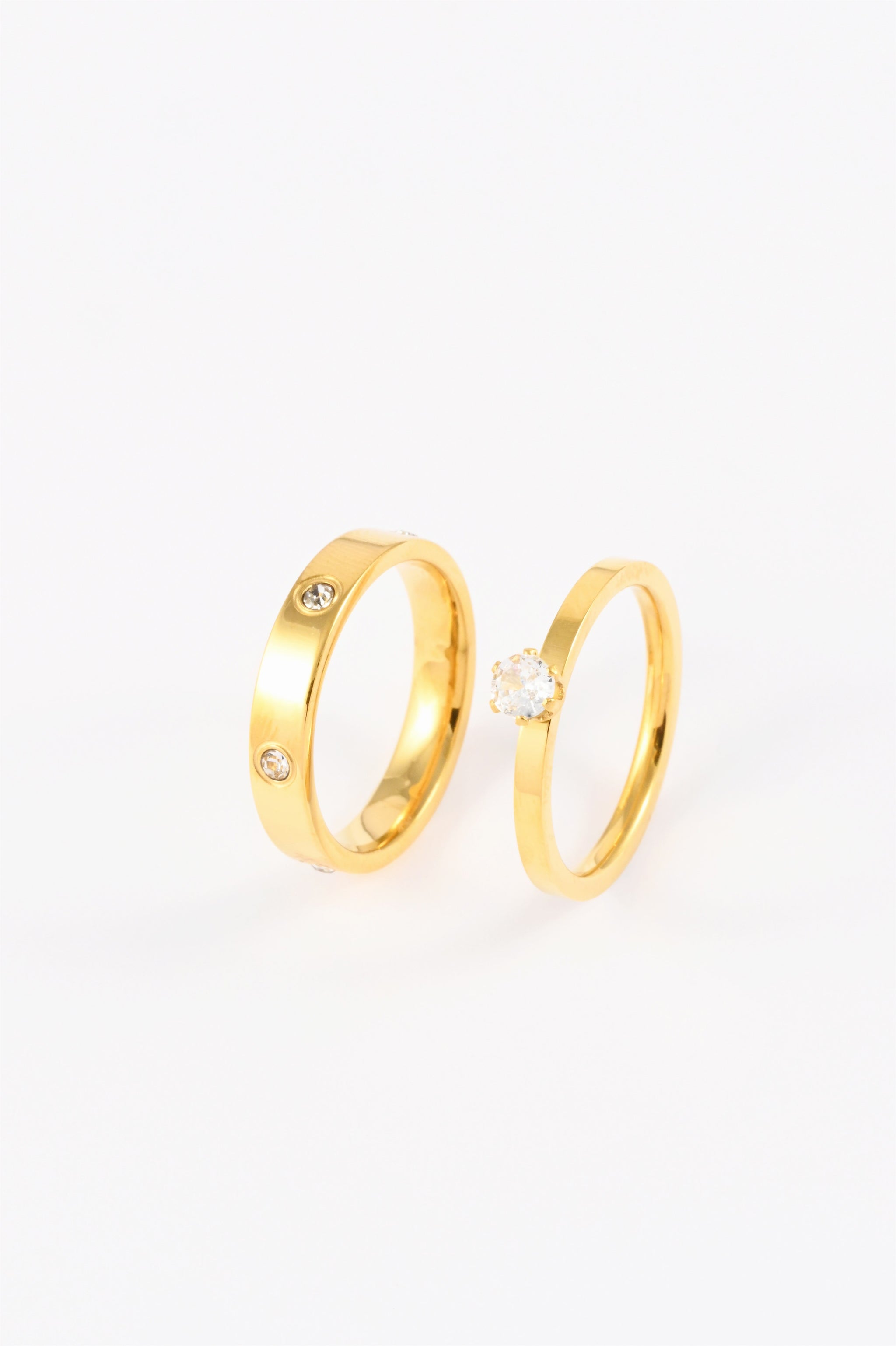 WATERPROOF GOLD SQUARE BAND 2 PACK RINGS - M/L