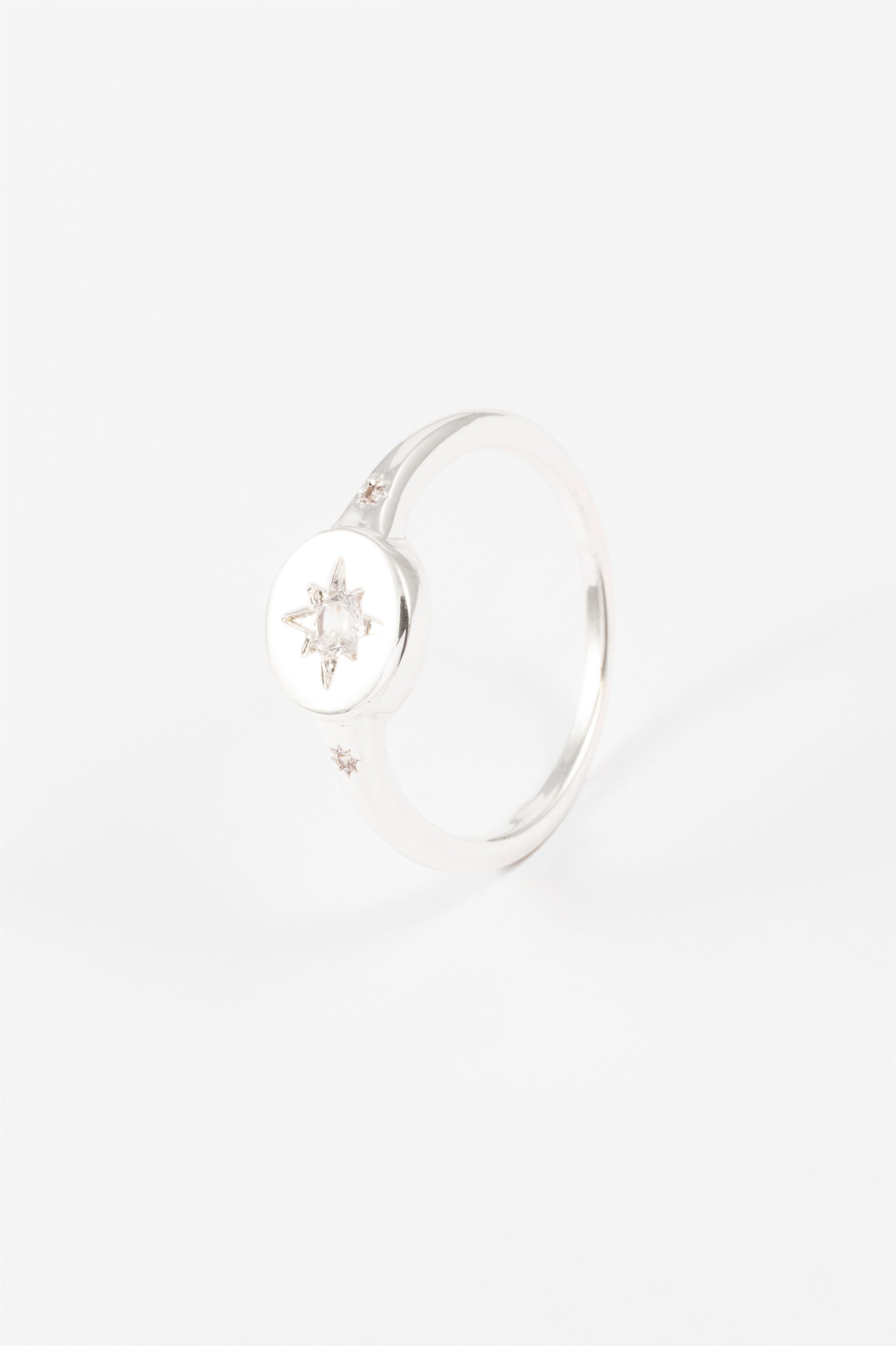 SILVER STARBURST SIGNET RING - SM