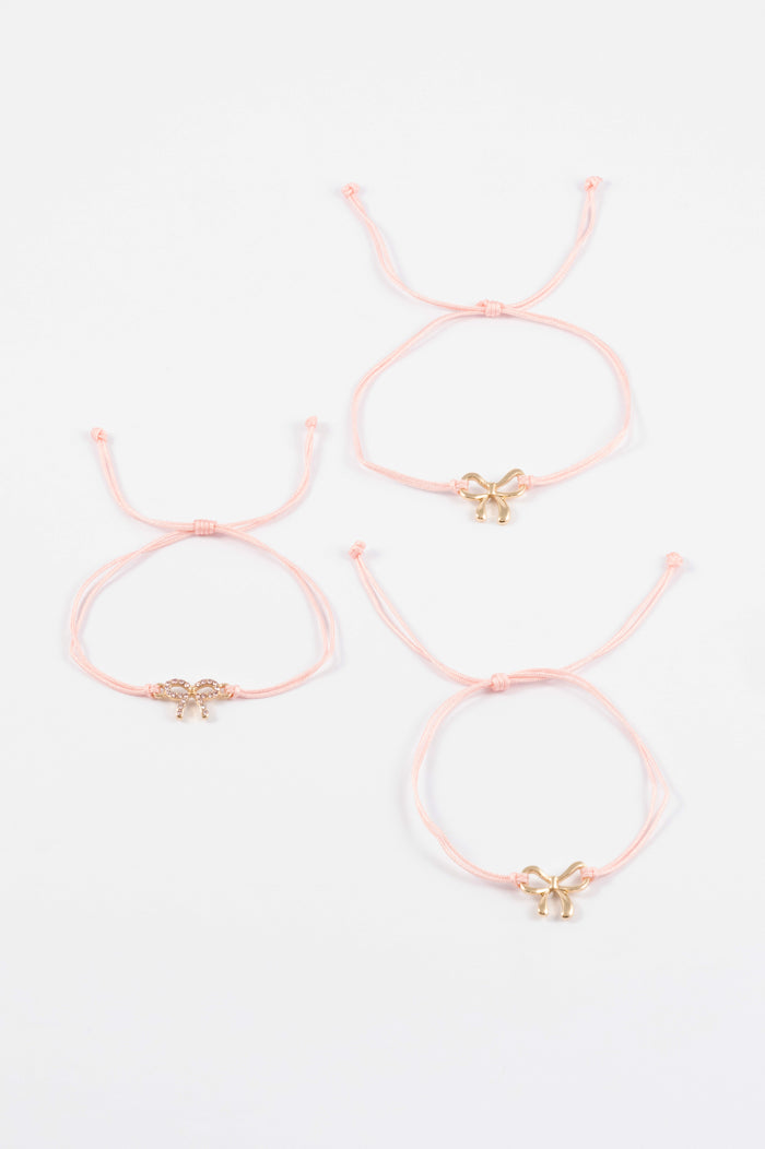 GOLD PINK BOW TOGGLE BRACELET PACK