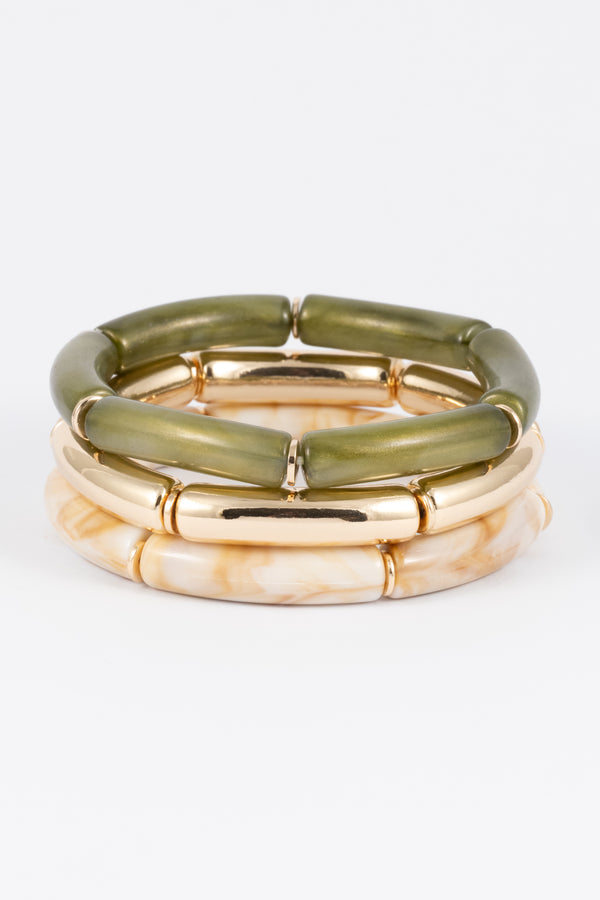 OLIVE AND CREAM STRETCH BRACELET PACK
