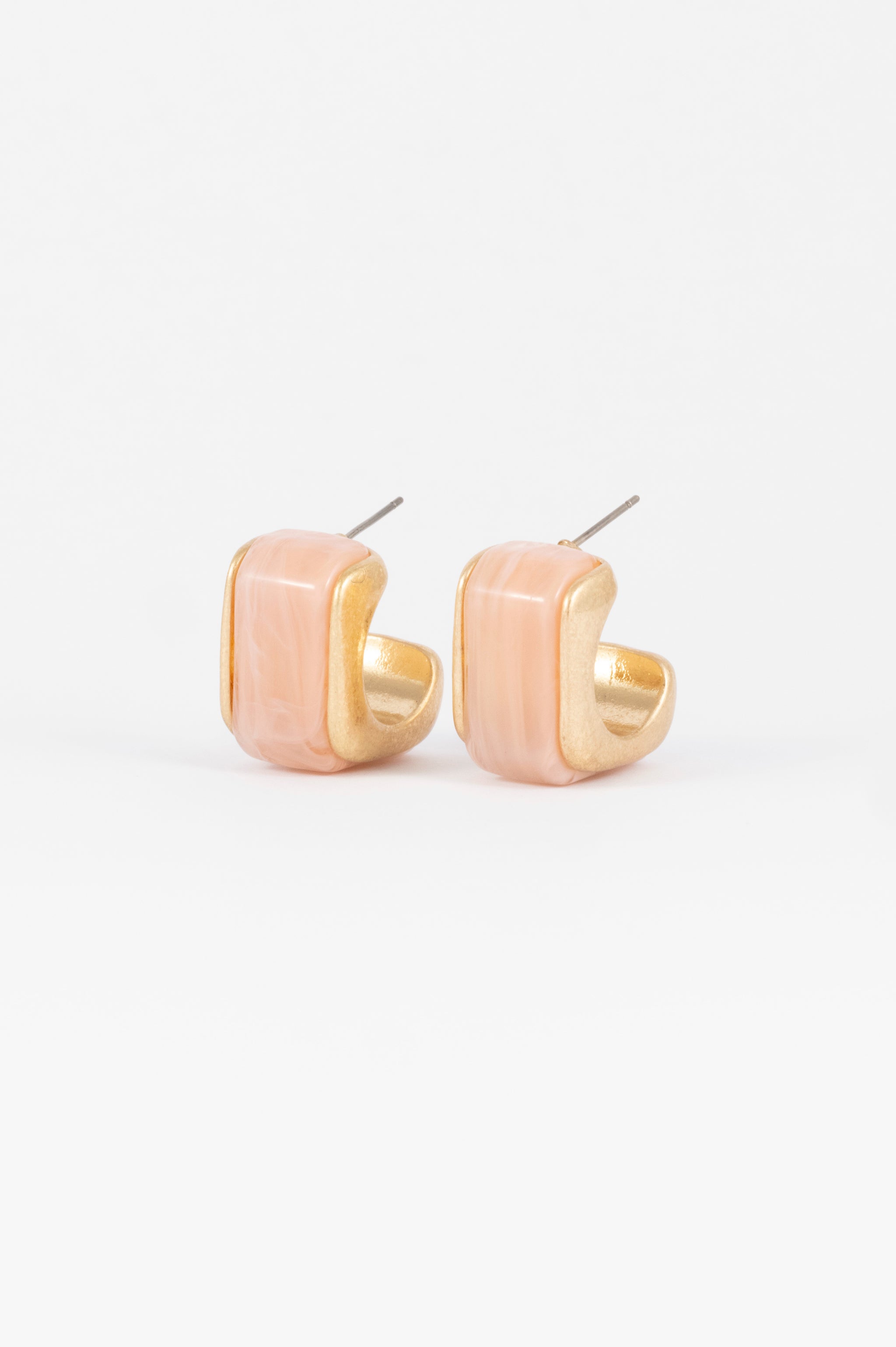 PINK GOLD SMALL SQUARE HOOPS