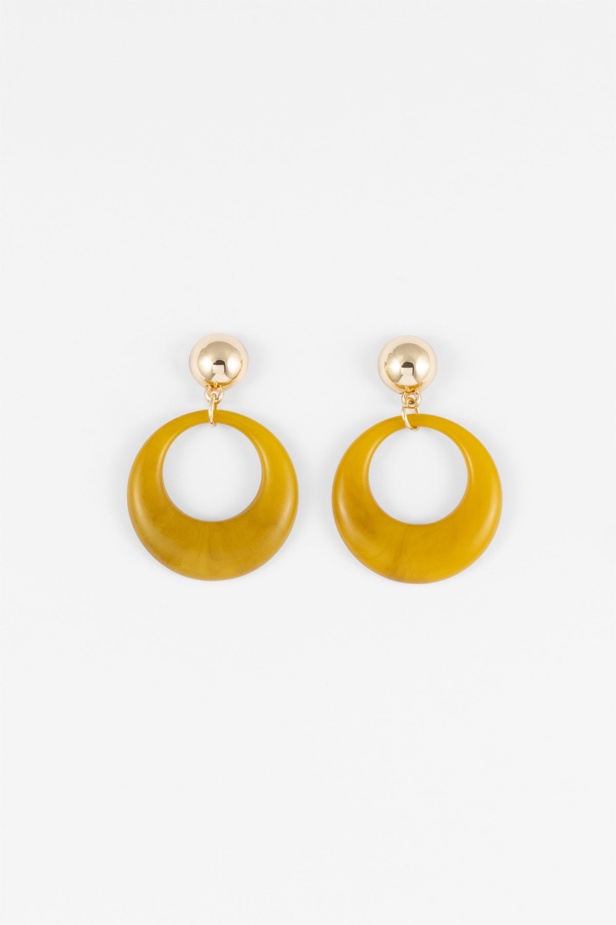 GOLD MUSTARD RESIN LOOP DOORKNOCKER DROP EARRING